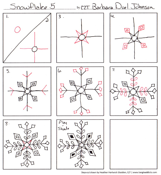 Day 27: Snowflake 5 | January 2025 Tangles – Tangle Addicts