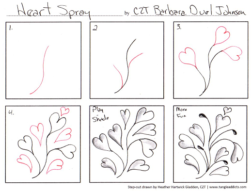 Day 1: Heart Spray | February 2025 Tangles – Tangle Addicts